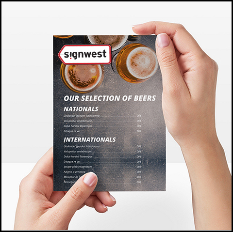 Signwest - Sign Suppliers Ireland - Menu Cards